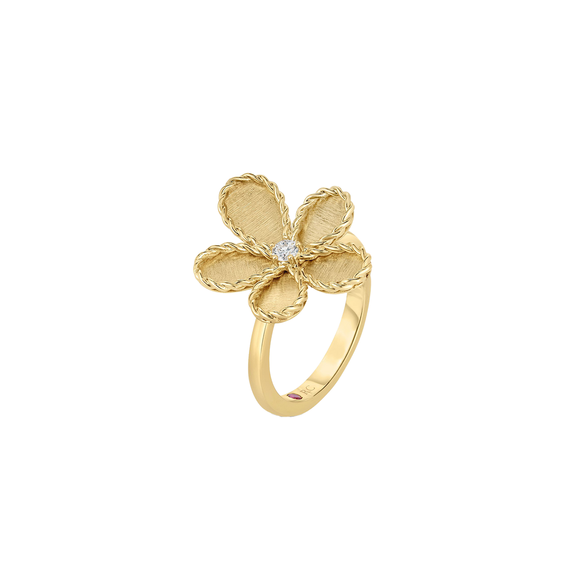 Roberto Coin Yellow Gold Flower Ring with Diamonds | Fink's