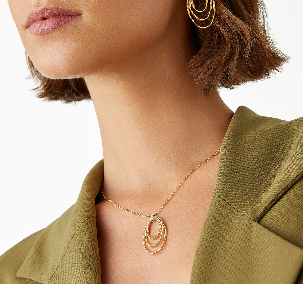 Marco Bicego Mixed Metals Open Oval Diamond Pendant | Fink's