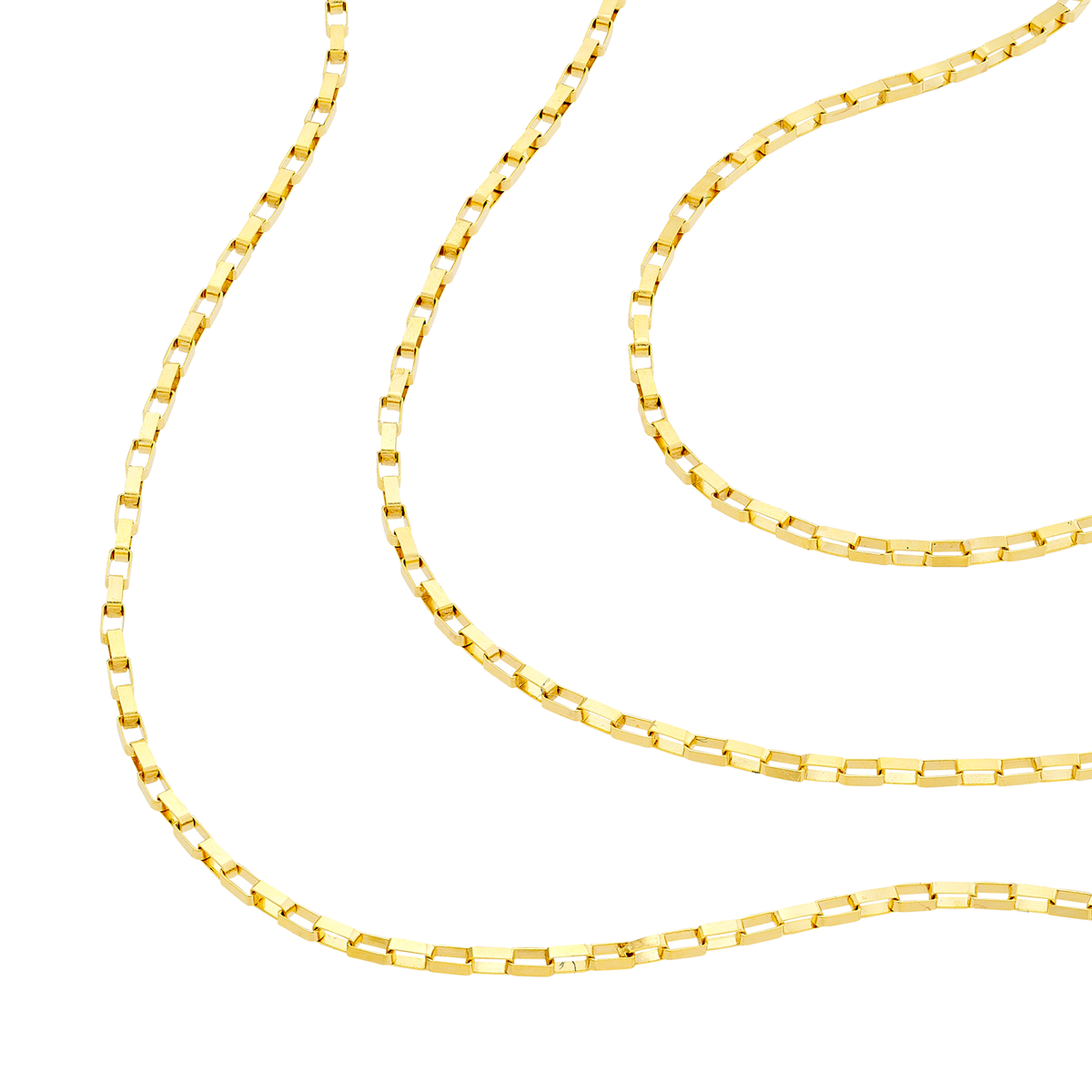 Yellow Gold Triple Graduated Box Link Necklace | Fink's