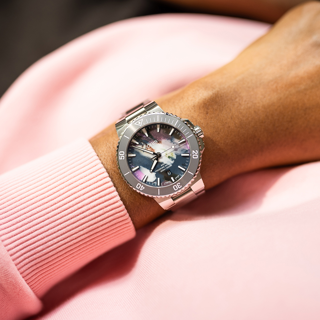 Oris Aquis Date Upcycle Watch with Multicoloured Dial | Fink's