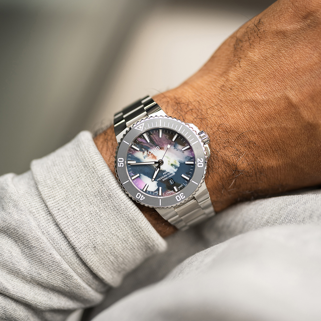 Oris Aquis Date Upcycle Watch with Multicoloured Dial | Fink's