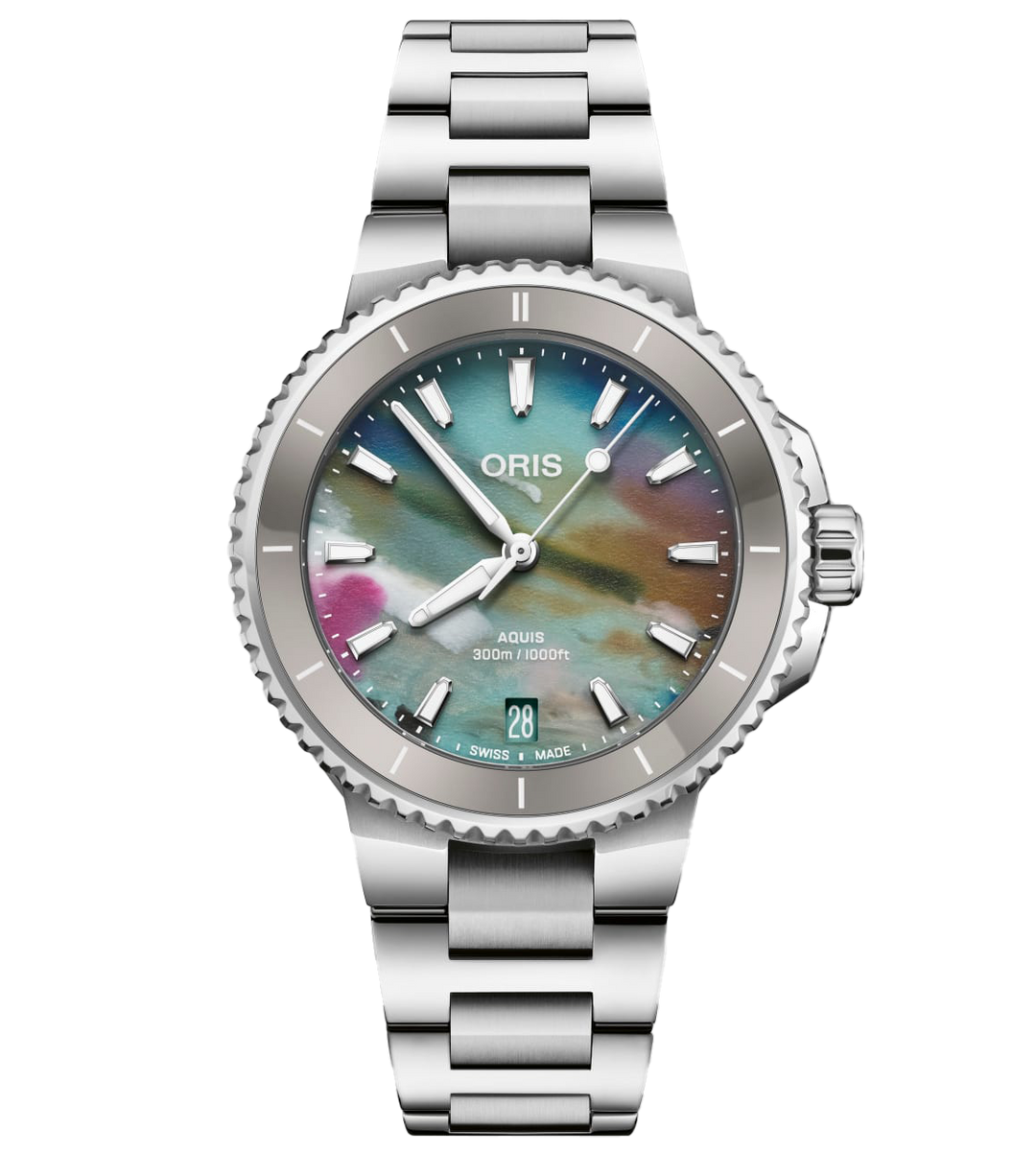 Oris Aquis Date Upcycle Watch with Multicoloured Dial | Fink's