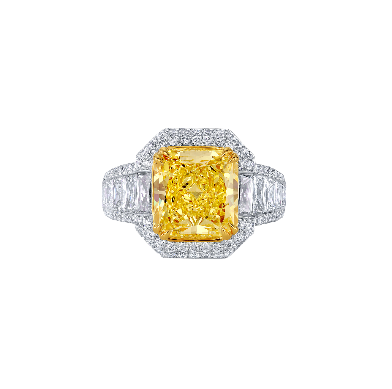Fancy Yellow Diamond Engagement Ring Pave Halo | Fink's