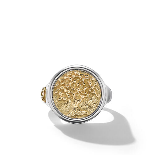 Life and Death Duality Signet Ring in Sterling Silver with 18K Yellow