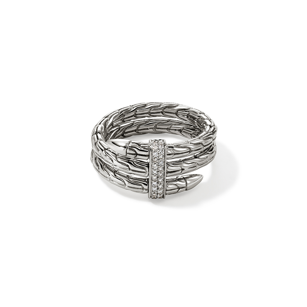 John Hardy Spear Pave Diamond Double Coil Ring | Fink's