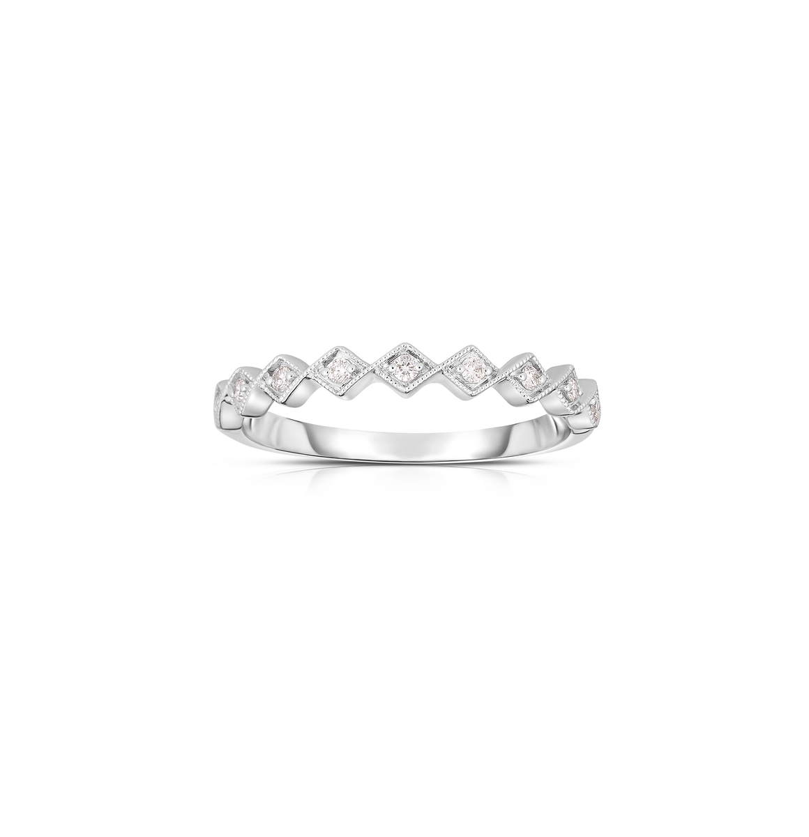 White Gold Round Diamond Milgrain Ring | Fink's Jewelers