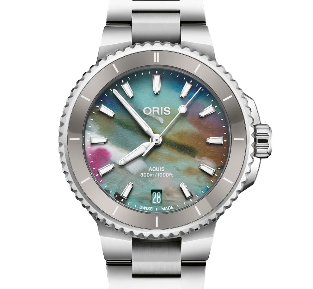 Oris Aquis Date Upcycle Watch with Multicoloured Dial | Fink's