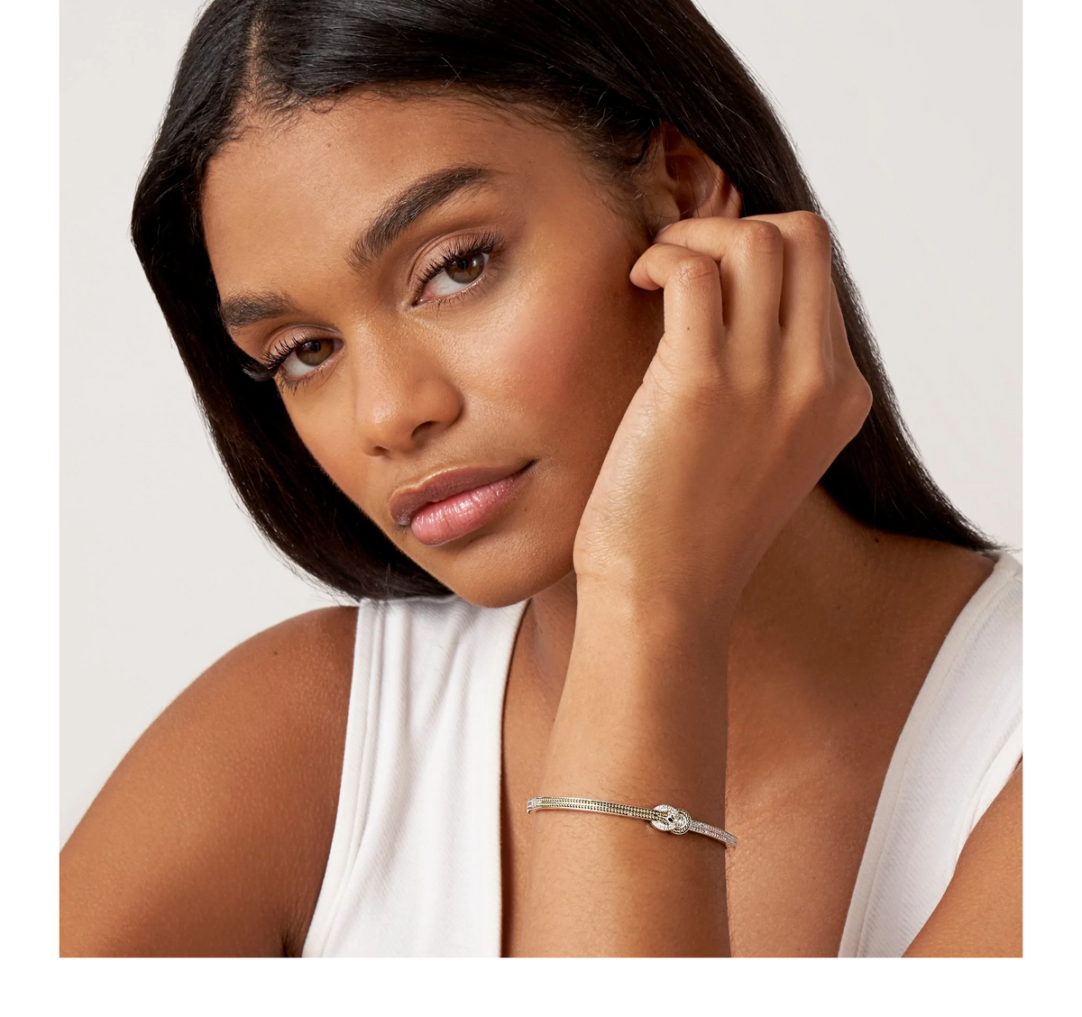 LAGOS Newport Two Tone Knot Diamond Cuff Bracelet