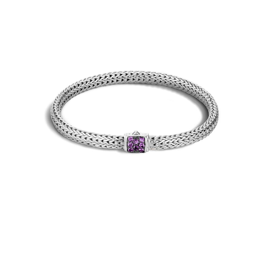 John Hardy Classic Chain Extra Small Lava Bracelet with Amethyst Clasp