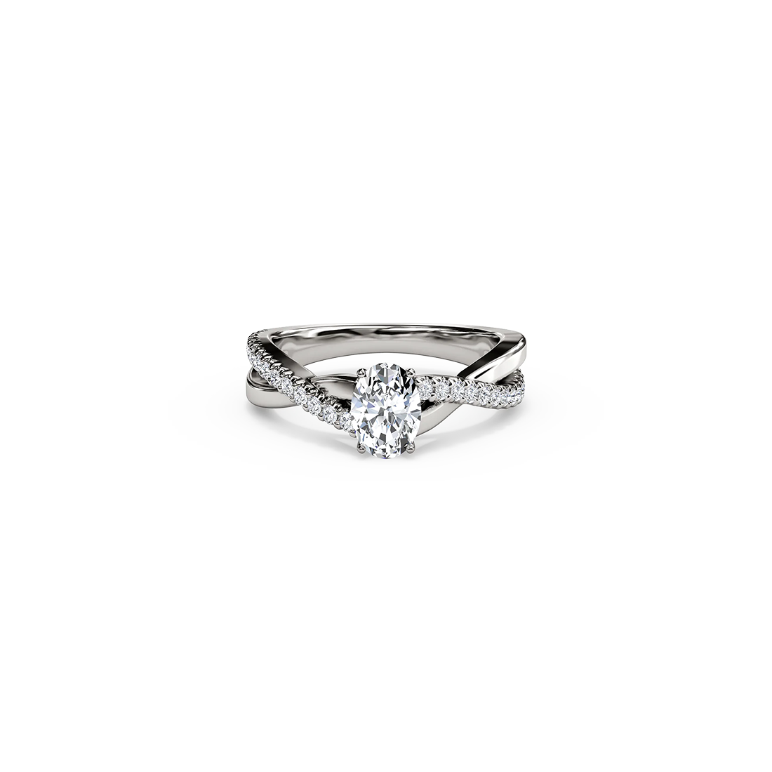 Oval Cut Diamond Crossover Shank Engagement Ring | Fink's