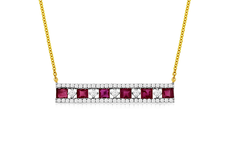 Yellow Gold Ruby and Diamond Pendant | Fink's