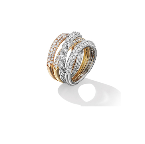 Pavéflex Four Row Ring in 18K Gold with Diamonds